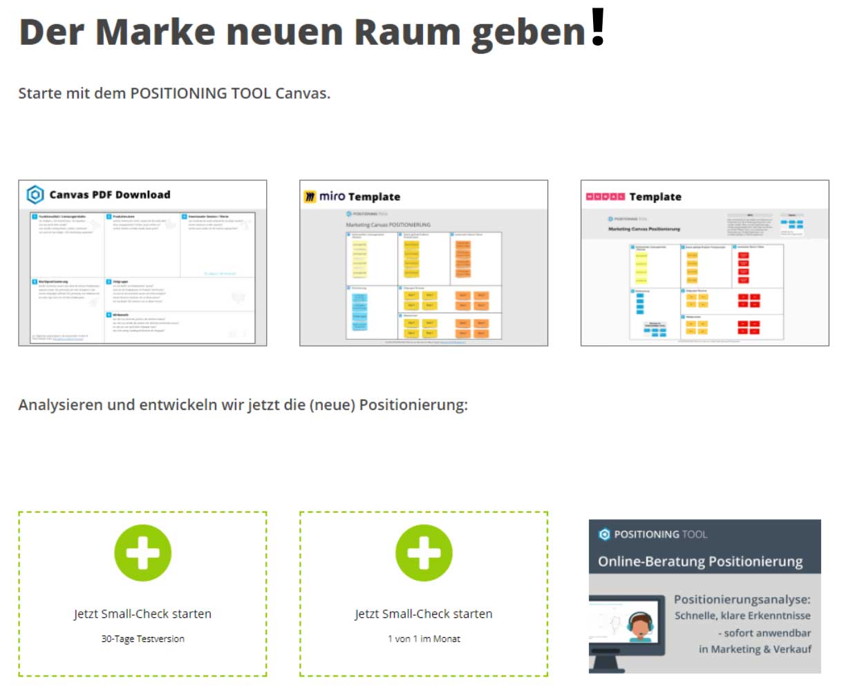 Marketing Canvas "Positionierung" - Entwickle neue Perspektiven!